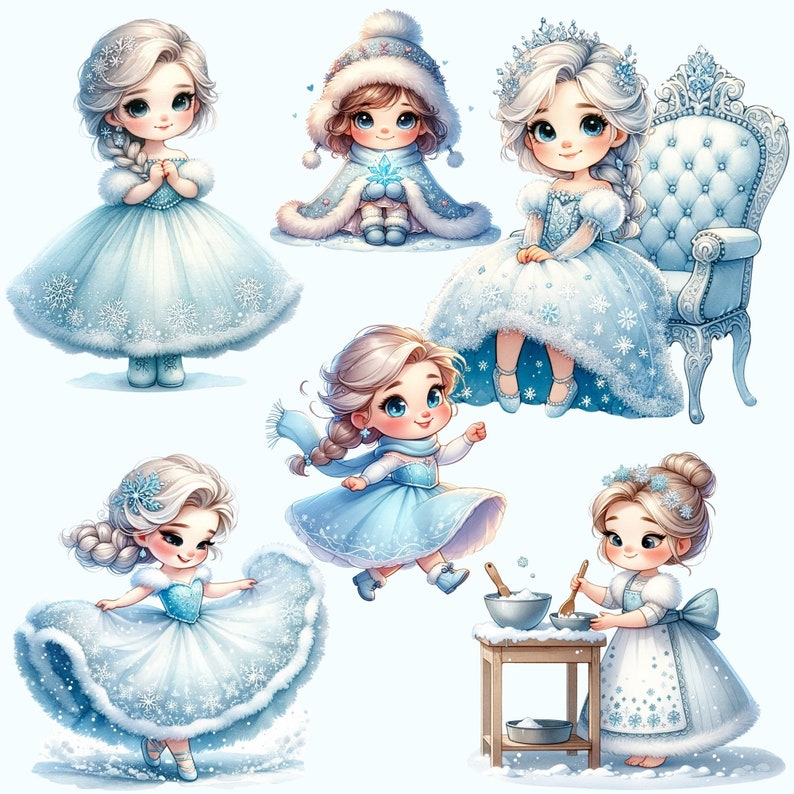 Frozen Clipart Frozen Ice Princess PNG Printable Watercolor Elsa Anna ...