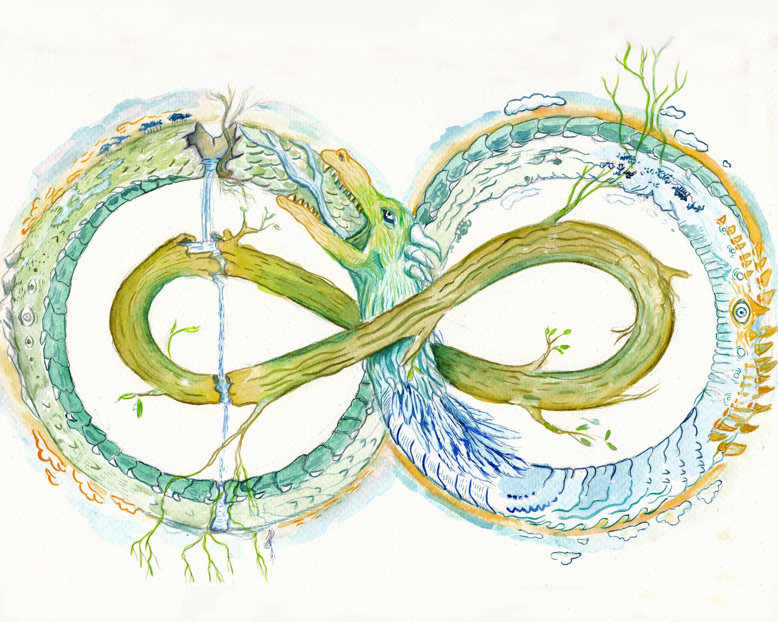 Ouroboros Infinity Dragon Mystical Print Infinity Symbol - Etsy