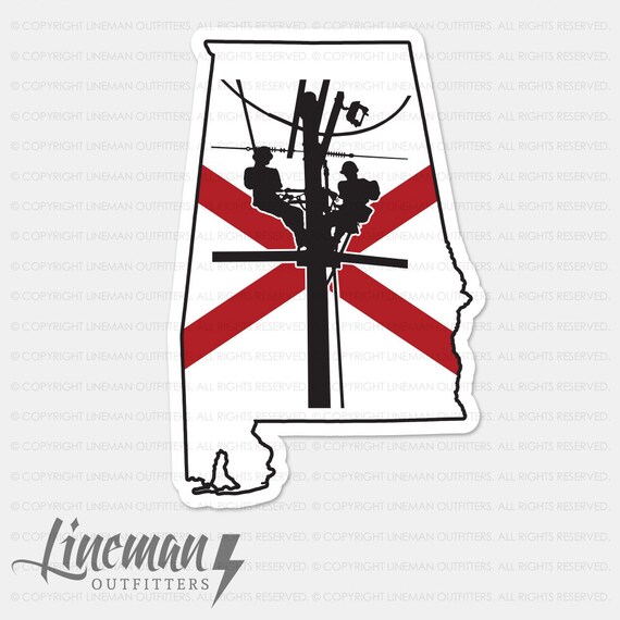 Alabama Lineman Hard Hat Decal Storm Chaser Power Lineman | Etsy