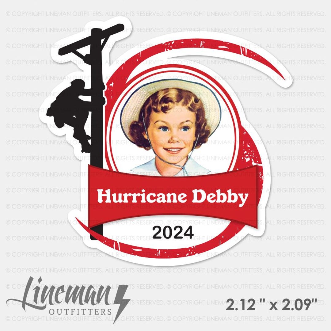 Little Hurricane Debby 2024 Hard Hat Decal, Storm Chaser, Power Lineman ...