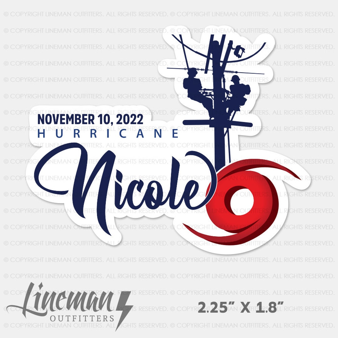 Hurricane Nicole Power Lineman Hard Hat Decal, Storm Chaser, Power ...