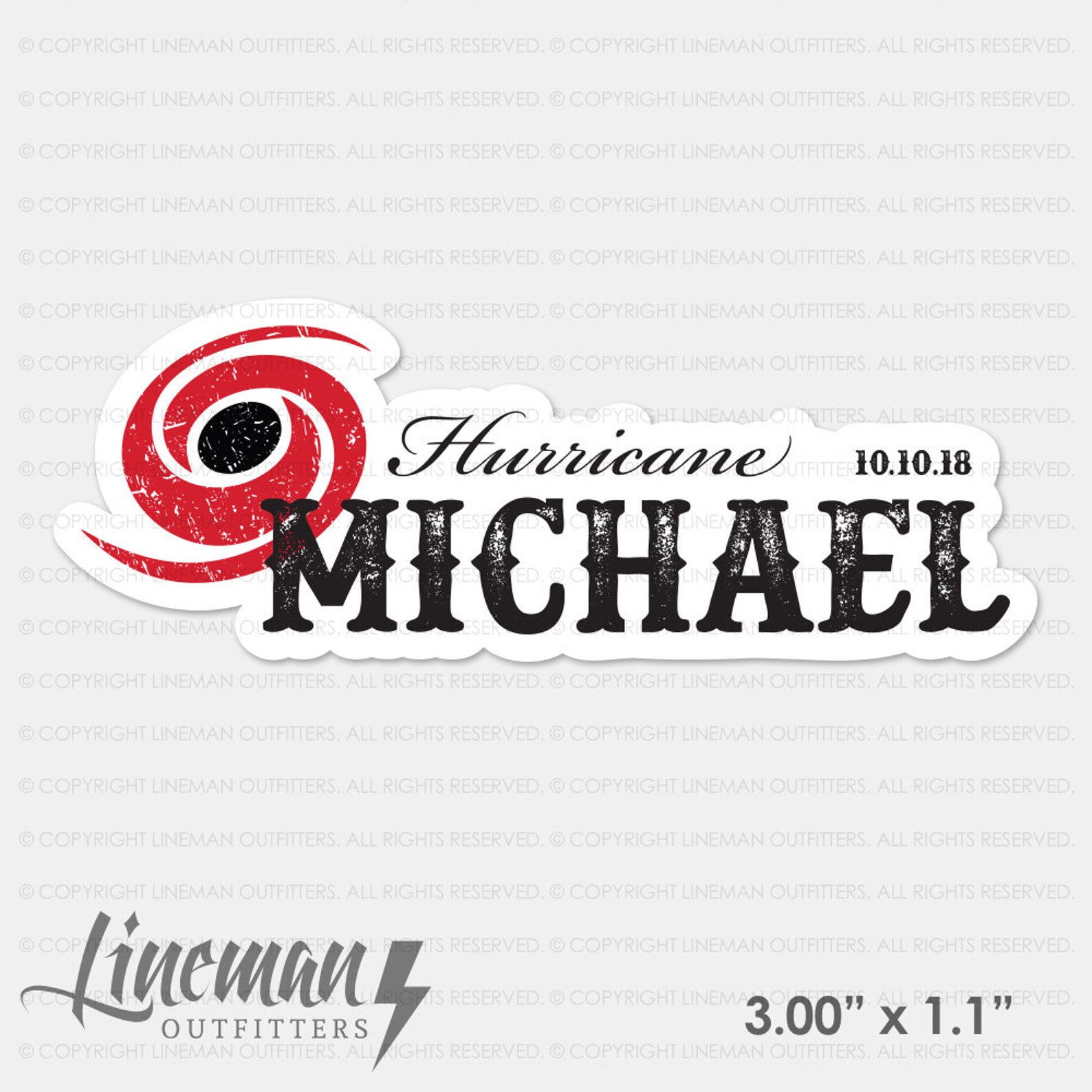 Hurricane Michael Hard Hat Decal, Storm Chaser, Florida, Power Lineman ...