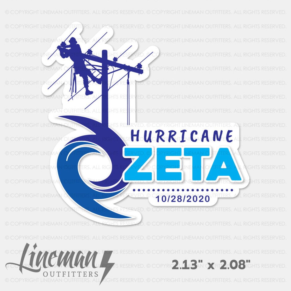 Hurricane Zeta 2020 Hard Hat Decal, Storm Chaser, Power Lineman ...