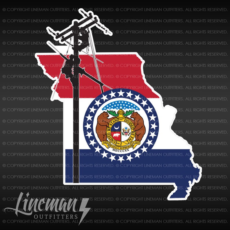 MO State Lineman Decal Missouri State Outline With Flag and - Etsy