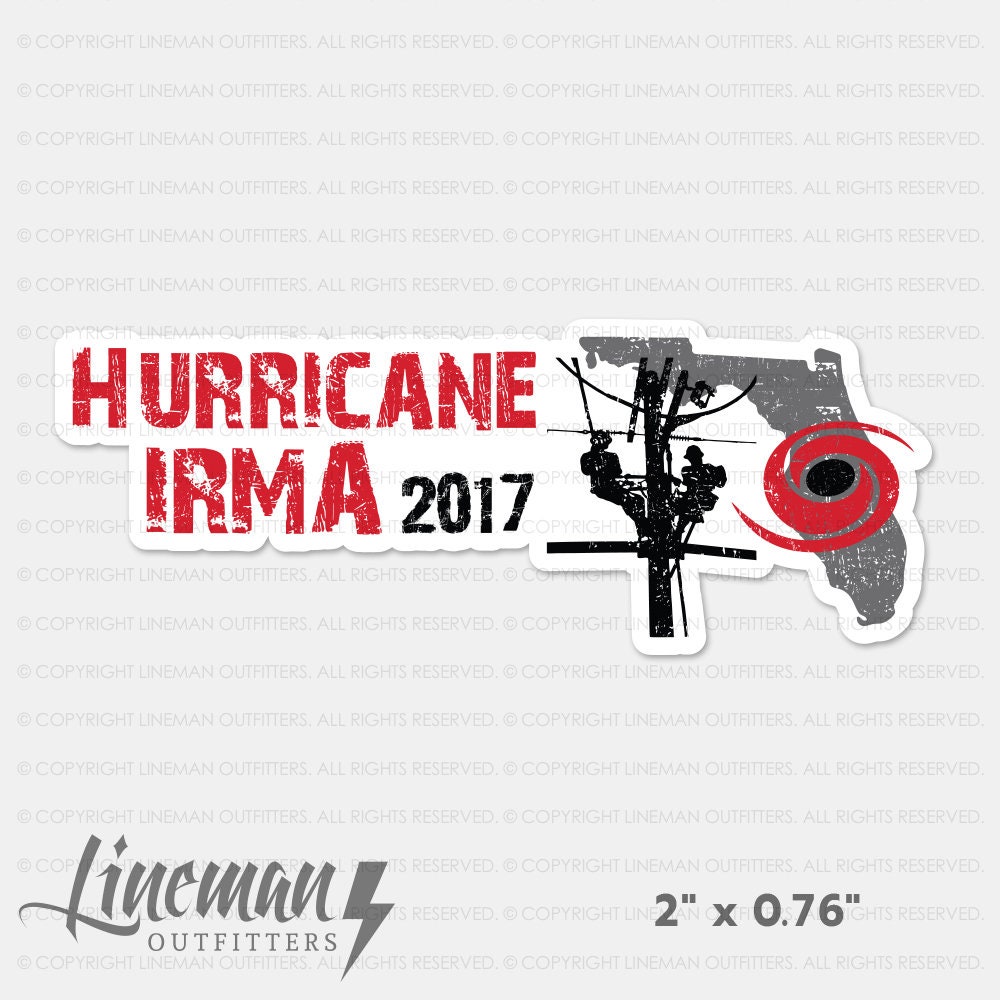 Hurricane Irma 2017 Hard Hat Decal, Storm Chaser, FL State Outline With ...