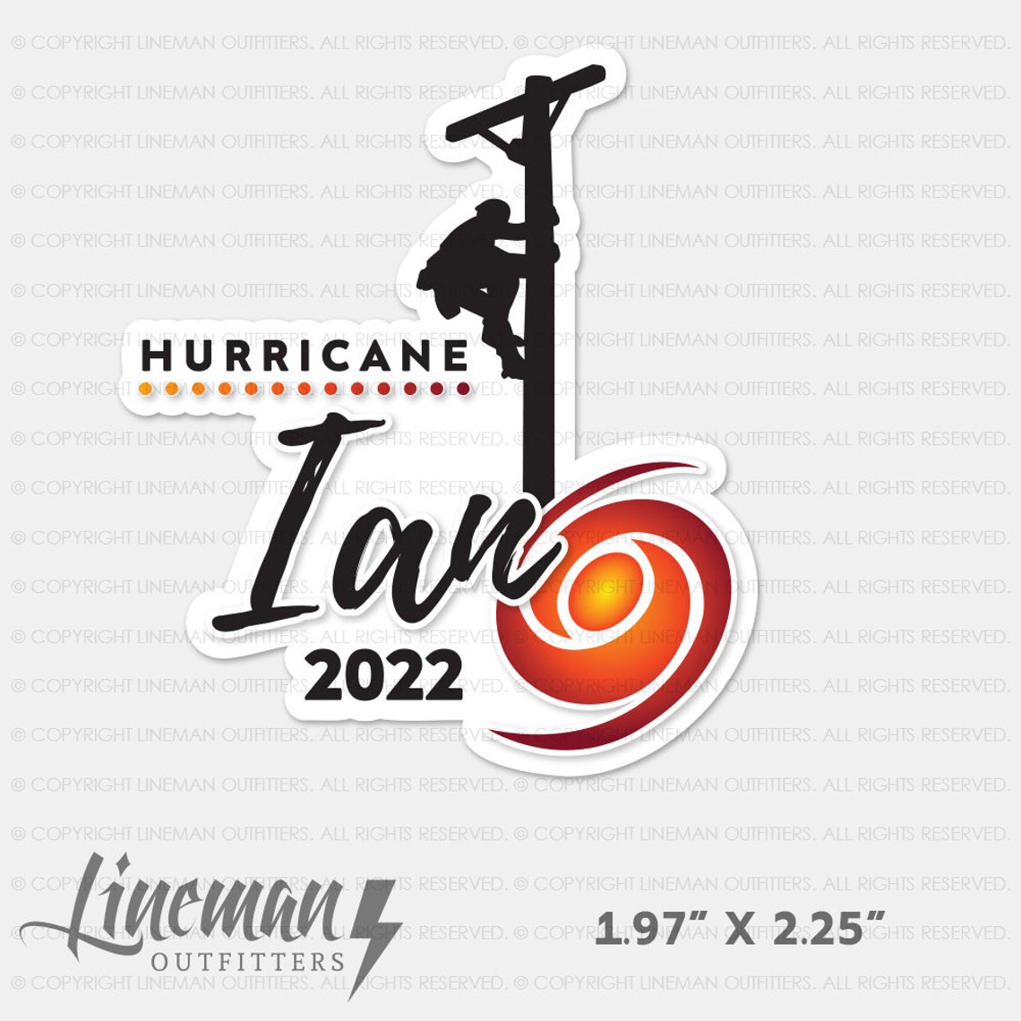 Hurricane Ian 2022 Power Lineman Hard Hat Decals, Storm Chaser, Power ...