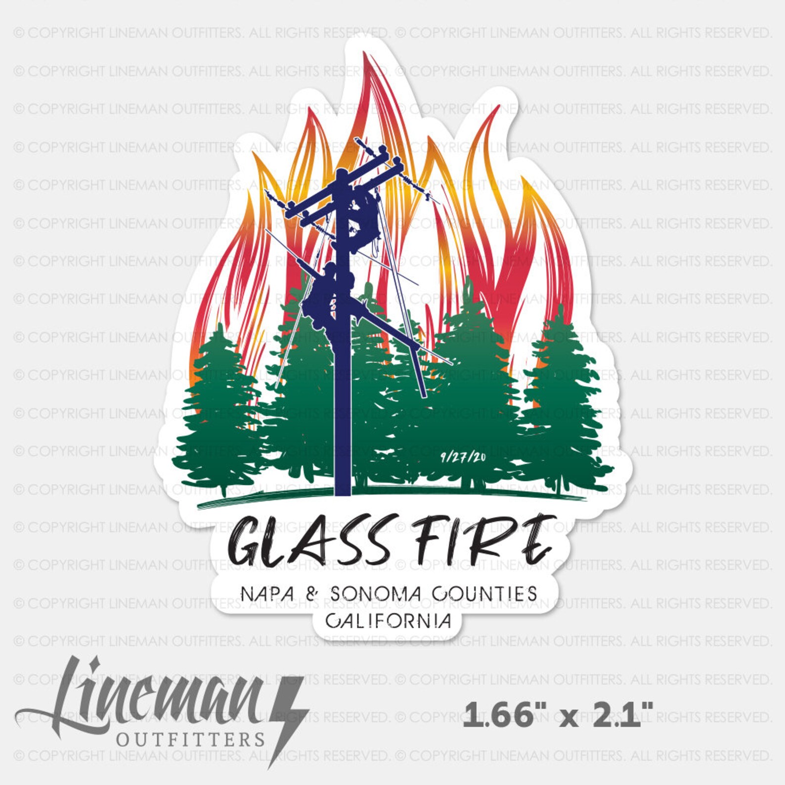 Glass Fire 2020 Hard Hat Decal, Brothers Keeper, Power Lineman ...