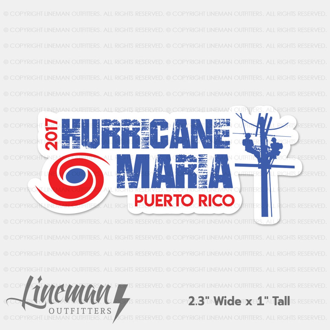 Hurricane Maria Hard Hat Decal, Storm Chaser, Puerto Rico Outline With ...