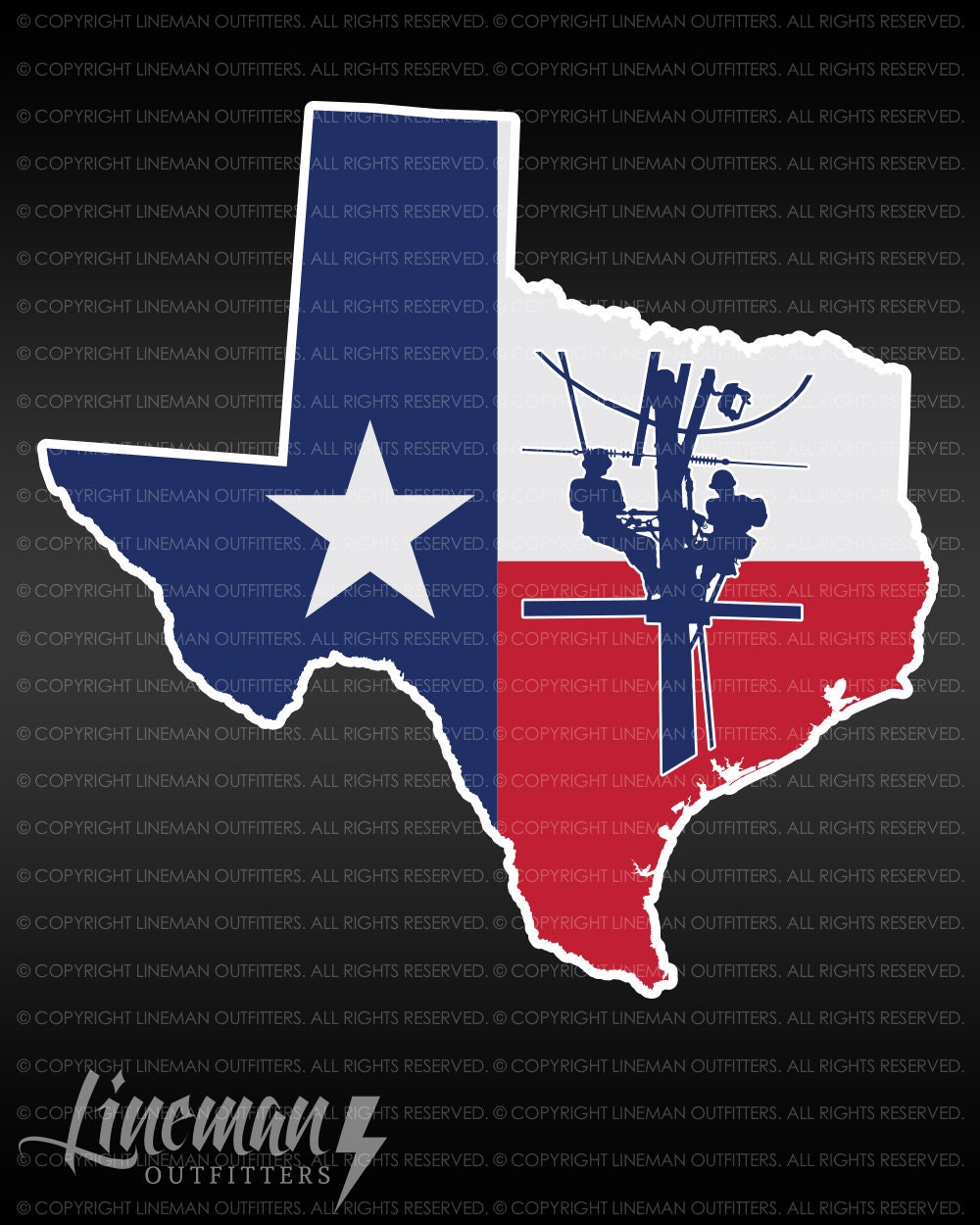 Texas Lineman All Weather Decal TX State Outline With Flag - Etsy