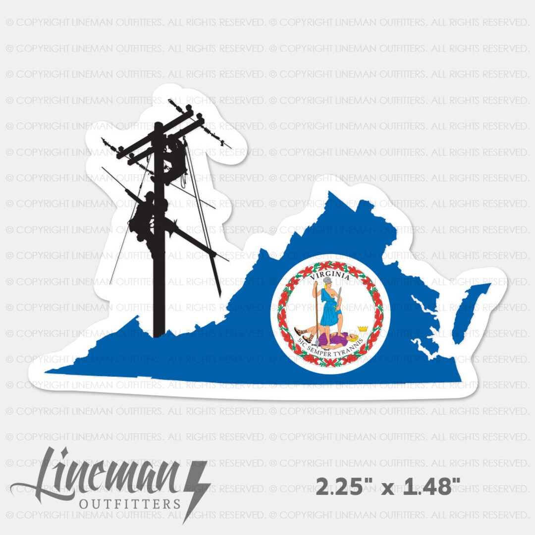 Virginia Lineman Hard Hat Decal, Storm Chaser, Power Lineman ...