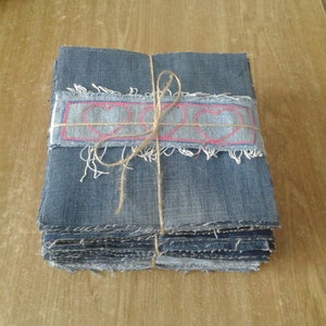Upcycled Denim Squares: 30pc Blue Jean Fabric for Patchwork Quilting (6 ...