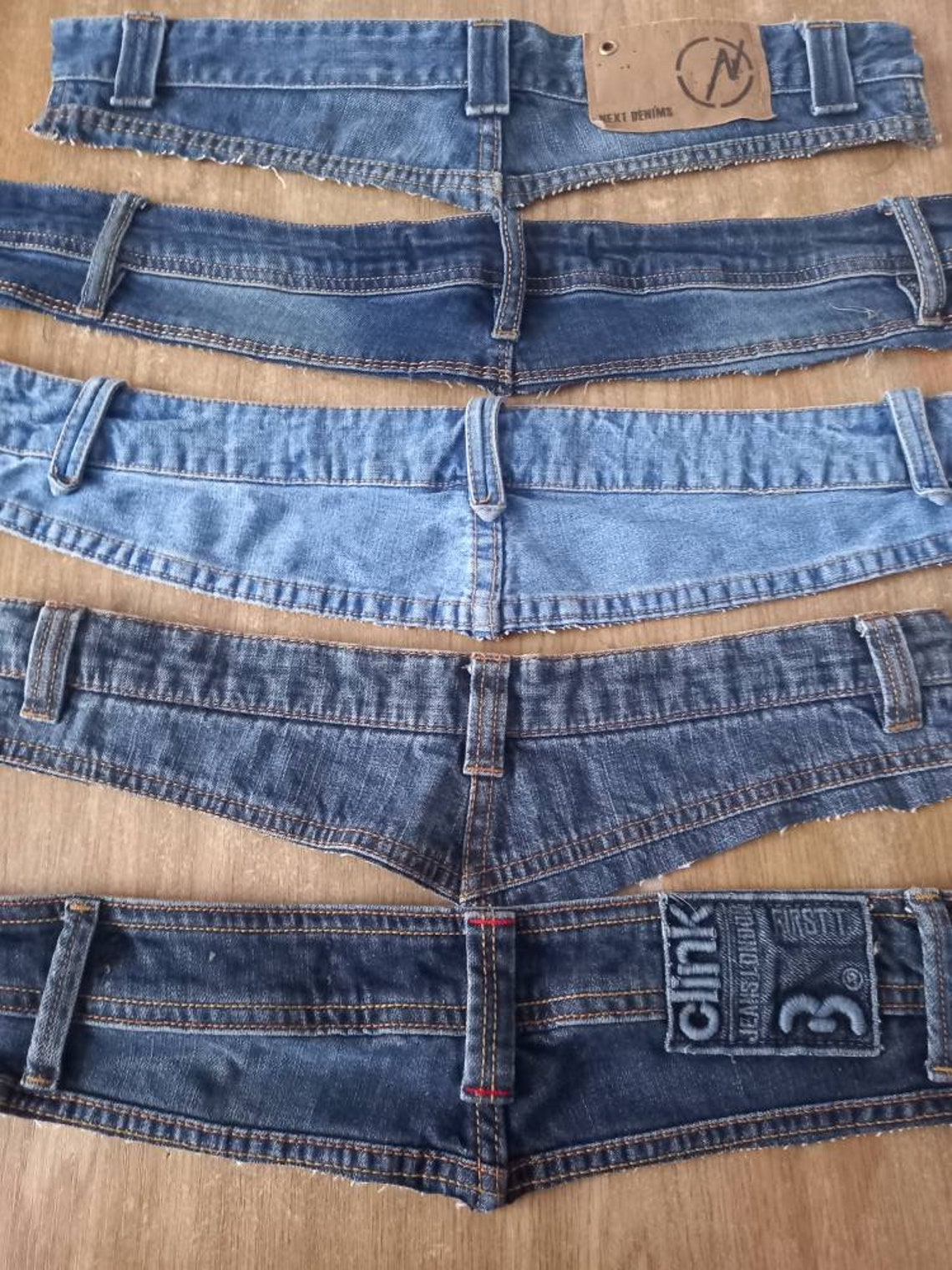 Recycled Denim Scraps: Upcycled Jeans for Quilting, Crafts - Set of 5 ...