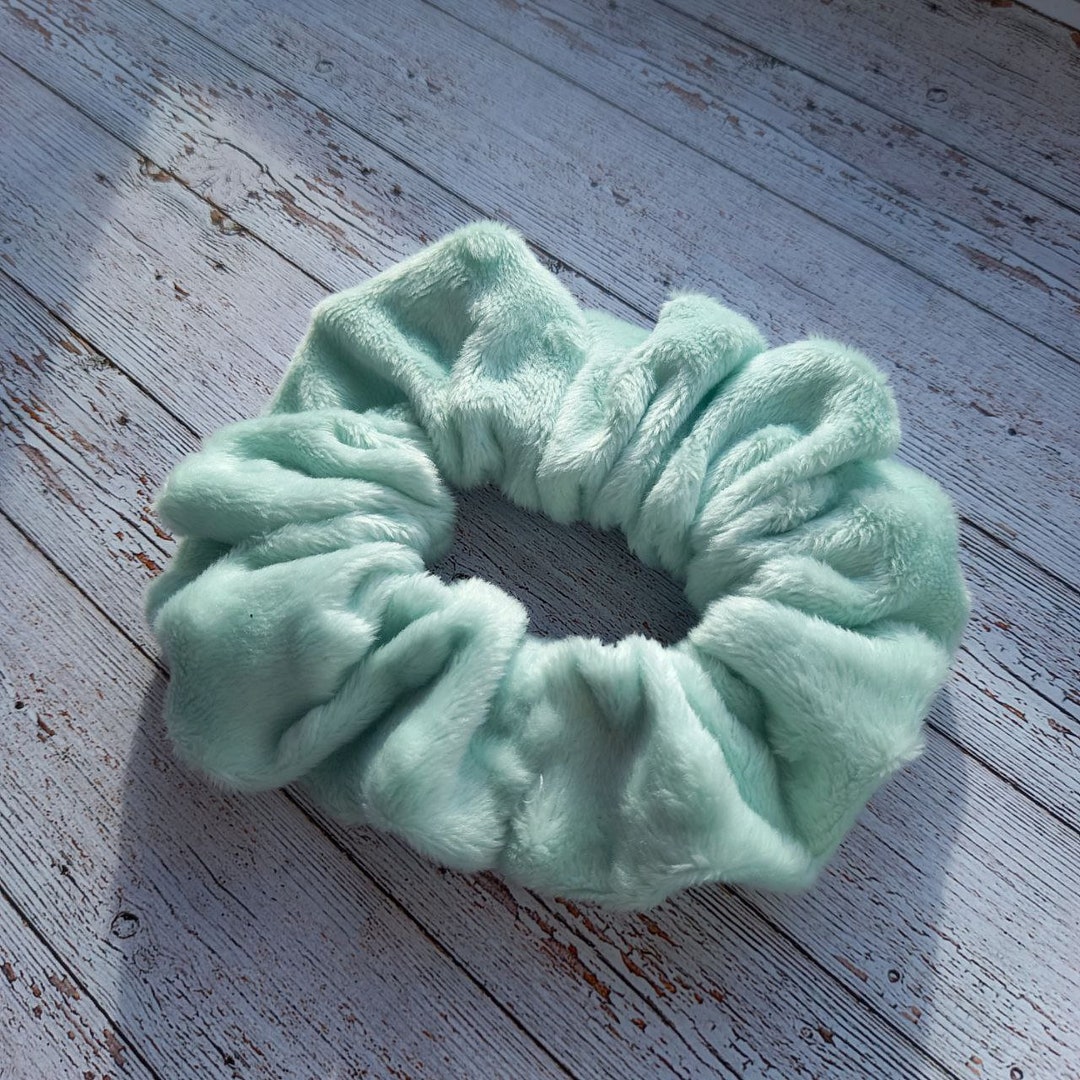 Light Green Scrunchie Velvet Minky Plush Large Scrunchies Soft Hair ...