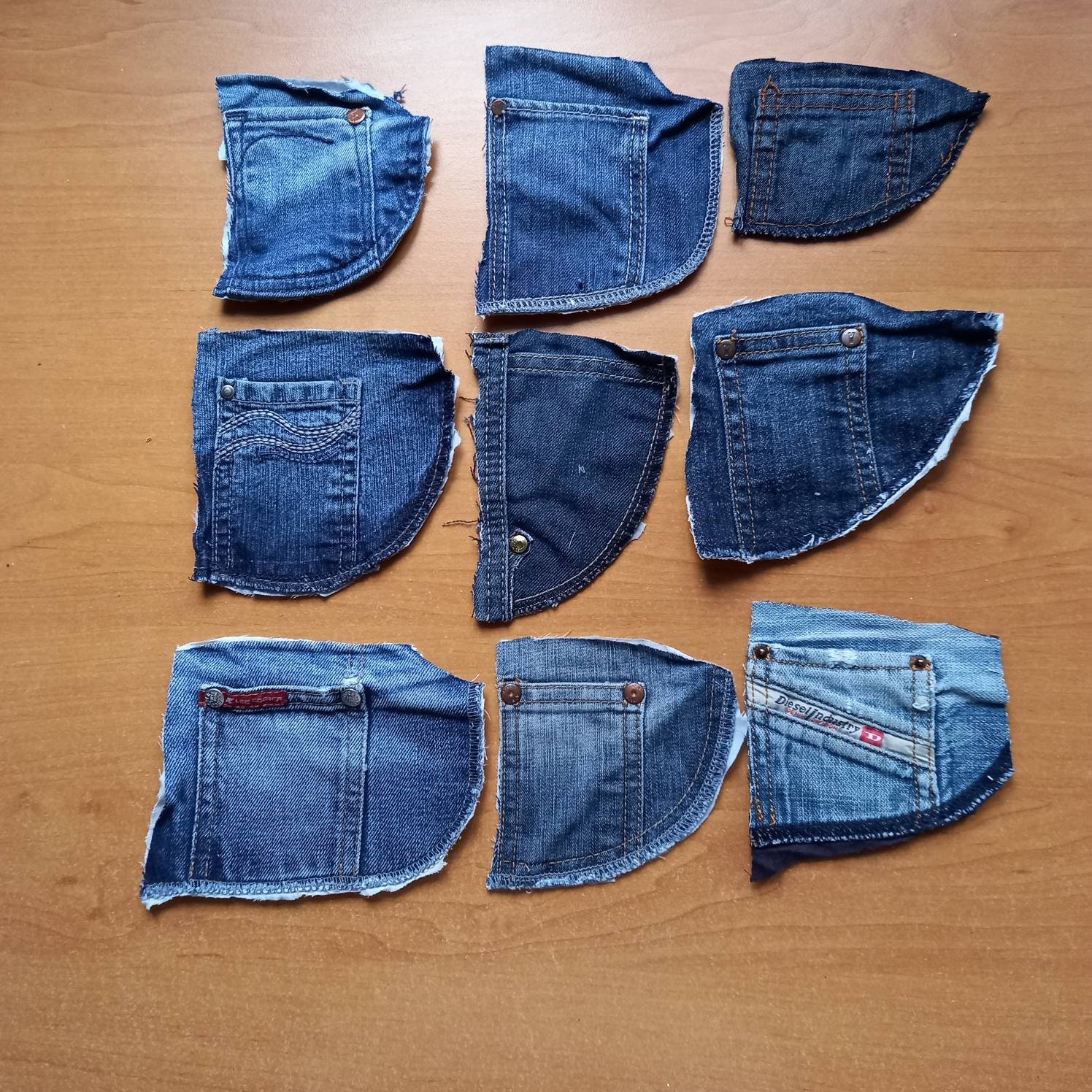 9 Set Scrap Denim Jean Coin Watch Pockets Old Jeans Pocket Denim Home ...
