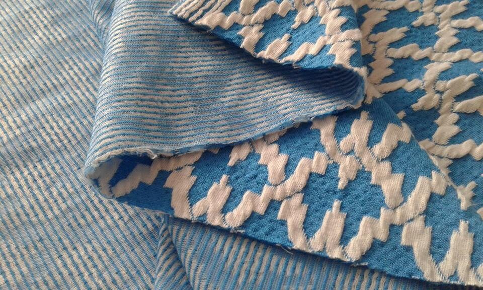 Jersey Knit Fabric by the Yard Blue White Geometric Print - Etsy