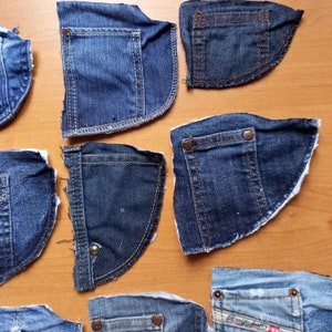 9 Set Scrap Denim Jean Coin Watch Pockets Old Jeans Pocket Denim Home ...