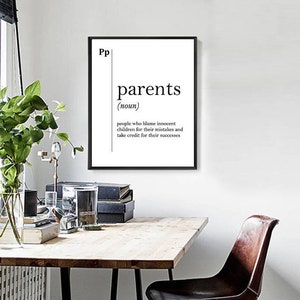 Parents Definition Print Parent Print Funny Parents Gift Funny Family ...