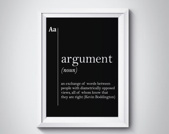 Argument Definition Print Argument Poster Office Wall Art | Etsy