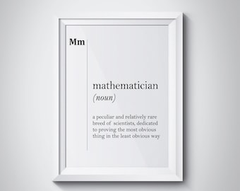 Mathematician Definition Print Maths Teacher Gift - Etsy UK