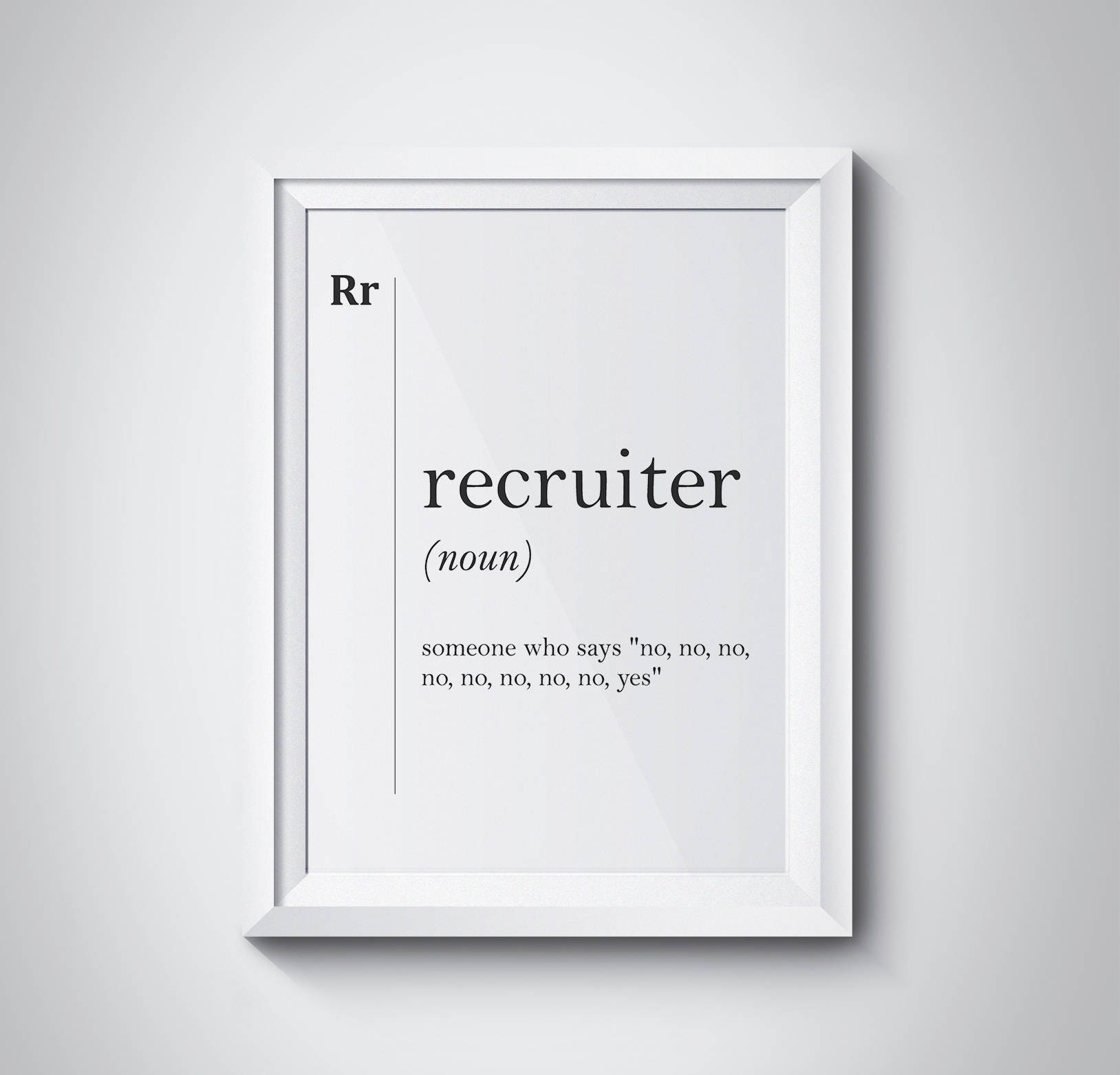 Recruiter Definition Recruiter Gift HR Office Decor Coworker Gift Human ...