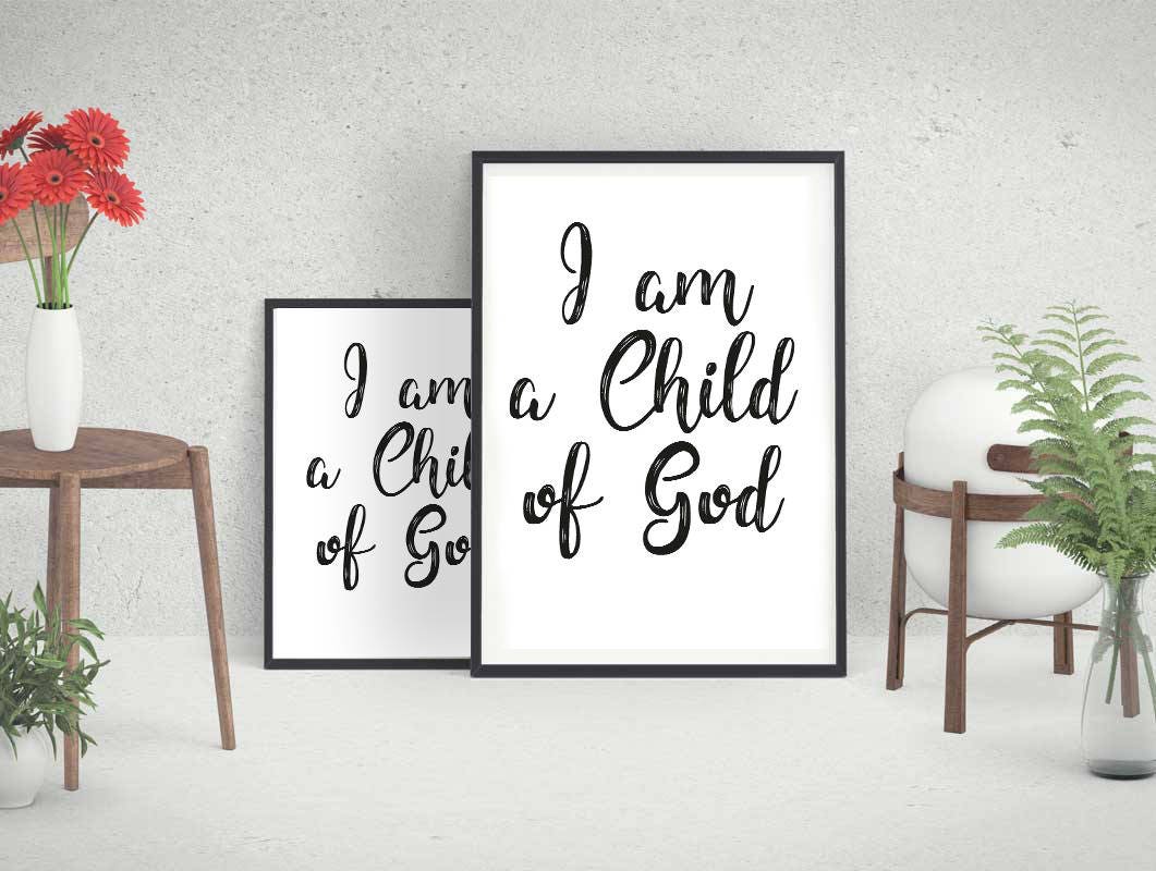 I Am A Child of God Poster Bible Verse Print Scripture Wall Art Bible ...