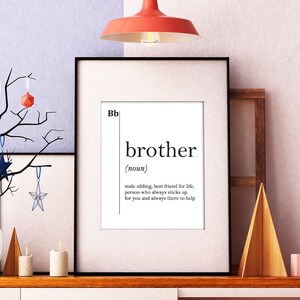 Brother Gift Ideas Brother Definition Brother Print Gift for Brother ...