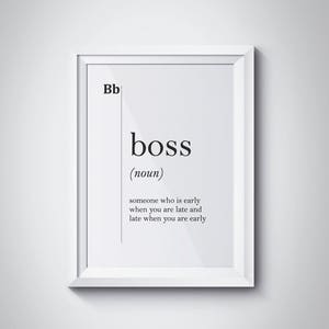 Boss Definition Coworker Gift Definition Print Boss Print Funny Poster ...