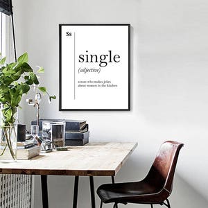 Single Definition Gift for Him Dictionary Art Office Decor Minimalist ...