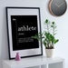 Athlete Definition Print Sports Fitness Gift Gym Decor Minimalist Wall ...
