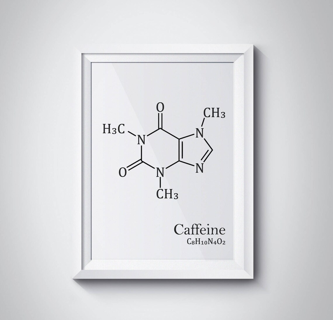Caffeine Molecule Coffee Print Coffee Wall Art Cafe Decor Chemistry ...
