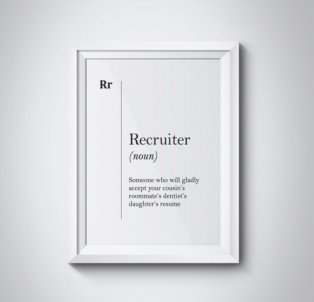 Recruiter Definition Print Human Resources Gift HR Office Decor ...