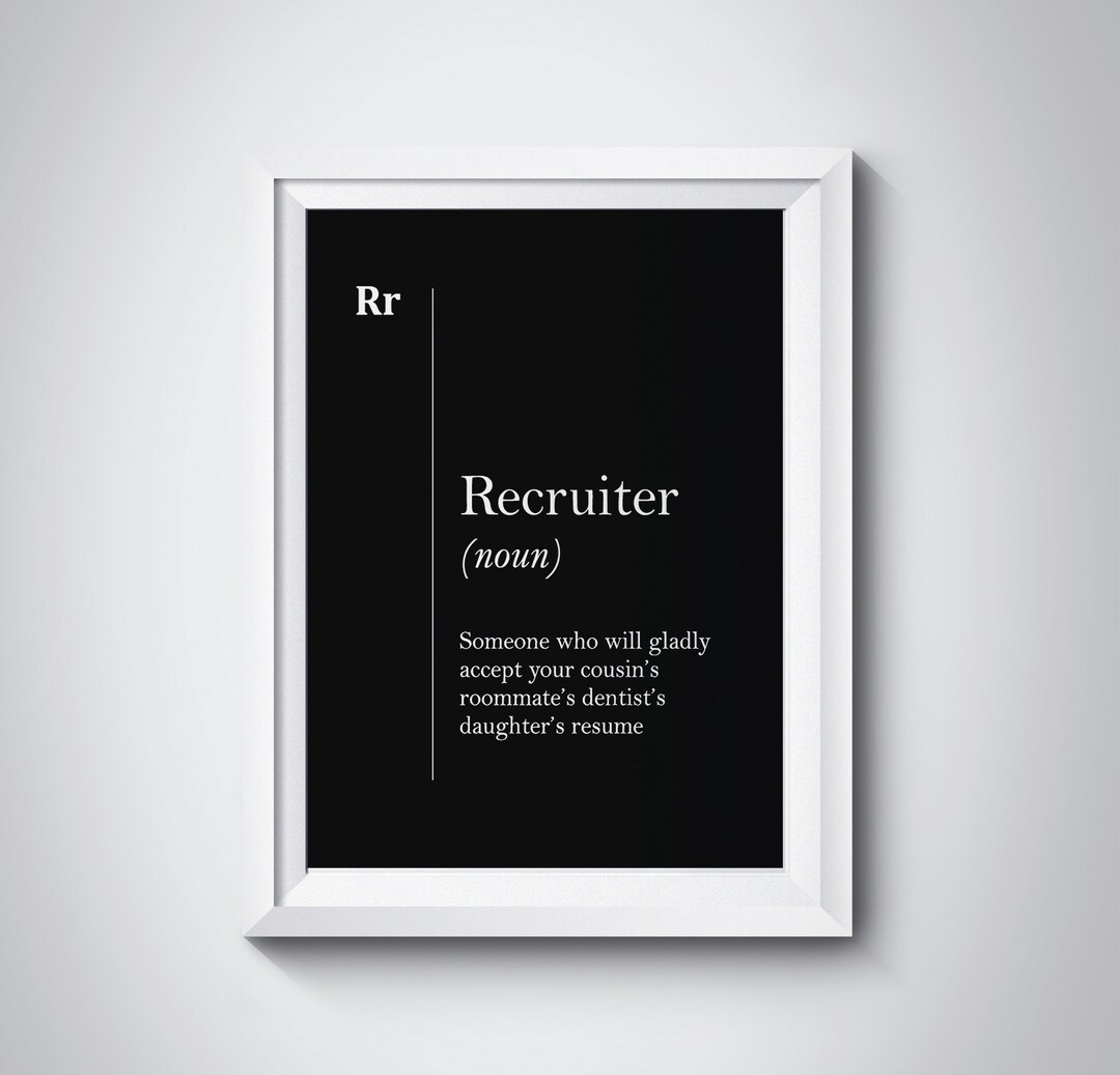 Recruiter Definition Print New Job Gift Human Resources Gift HR Office ...