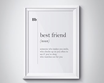 TRANSPARENT Best Friend Definition Print Romantic Family Friend Gift ...