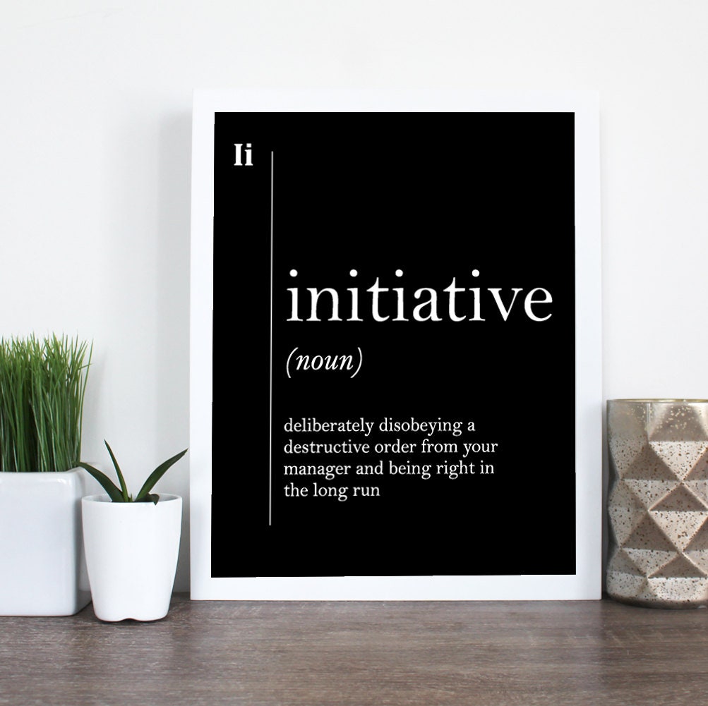 Initiative Definition Office Wall Decor Office Wall Art Boss Gift ...