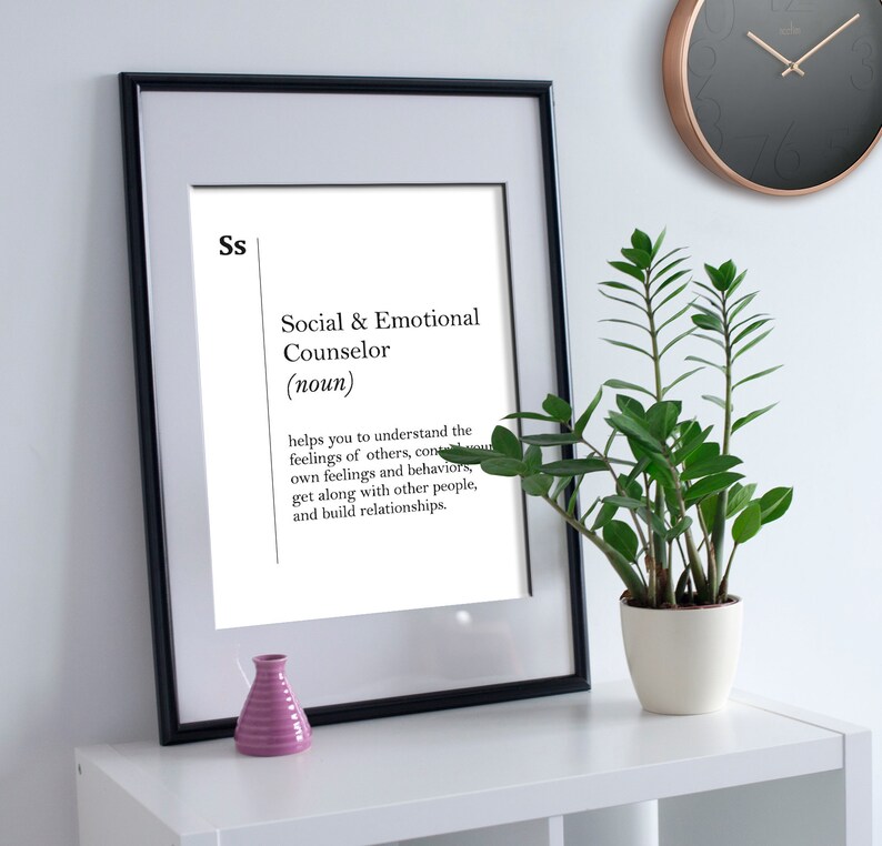 Social & Emotional Counselor Definition Print College Coworker Gift New ...