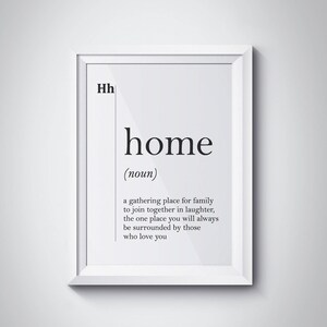 Home Definition Print Family Quote Gift Minimalist Home Decor ...
