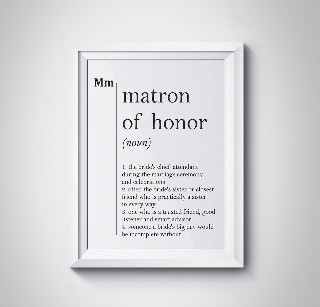 Matron of Honor Definition Print Gift for Matron of Honor Modern ...