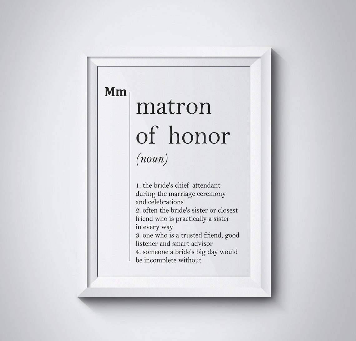 Matron of Honor Definition Print Gift for Matron of Honor - Etsy