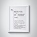 Matron of Honor Definition Print Gift for Matron of Honor Modern ...