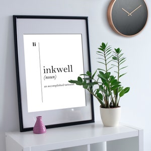 Tattooist Gift Inkwell Definition Tattoo Studio Decor Tattoo Wall Art ...