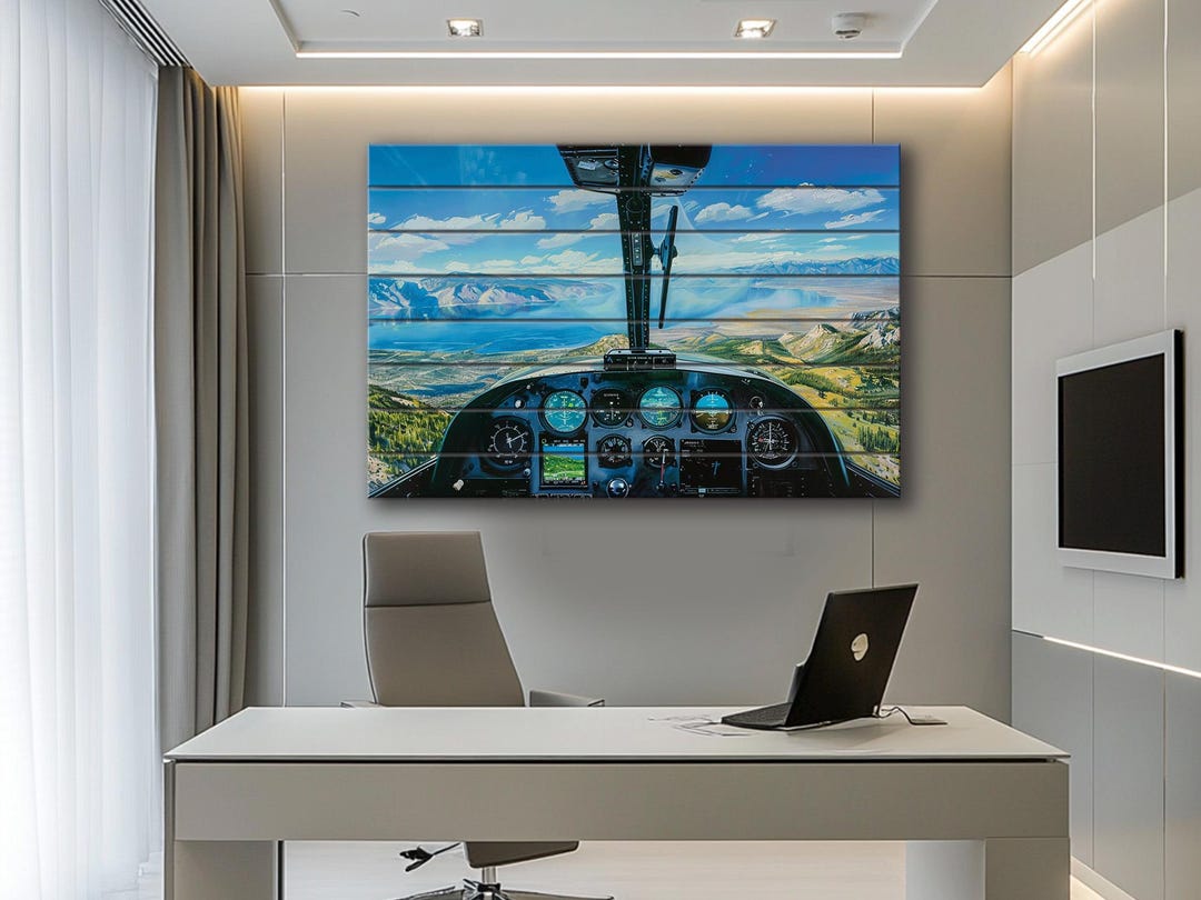 Wood Wall Art - Airplane Cockpit Print on Wood, Aircraft Cockpit Poster ...