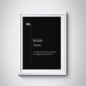 Bride Black Definition Poster Bachelorette Party Gift for Bride Funny ...