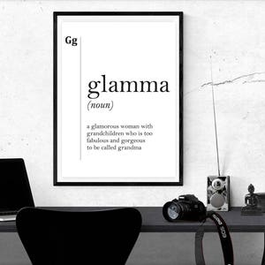 Glamma Funny Definition Print Grandmother Grandma Gift Home Decor ...
