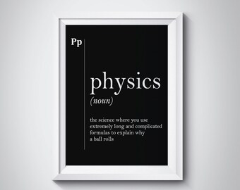 Physics Definition Poster Science Gift Funny Physics Teacher | Etsy