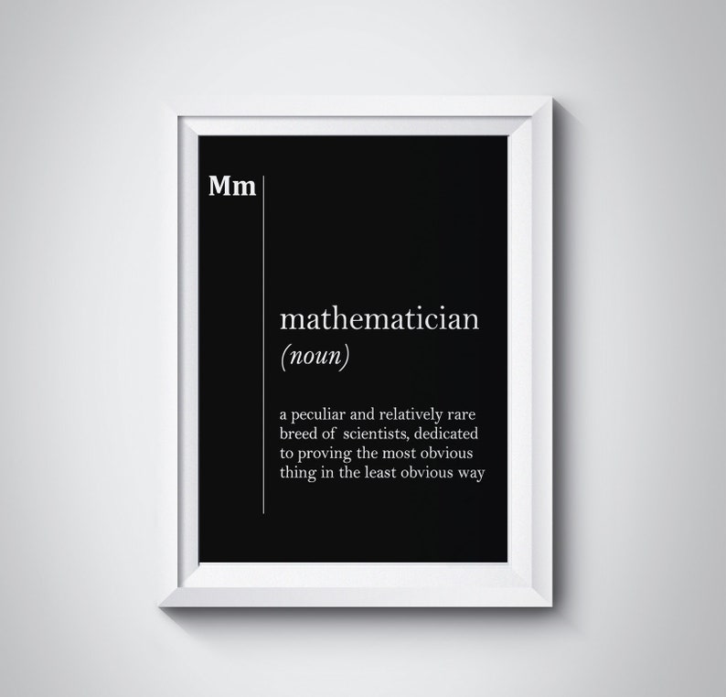 Mathematician Definition Print Science Maths Teacher Gift Dorm Wall Art ...