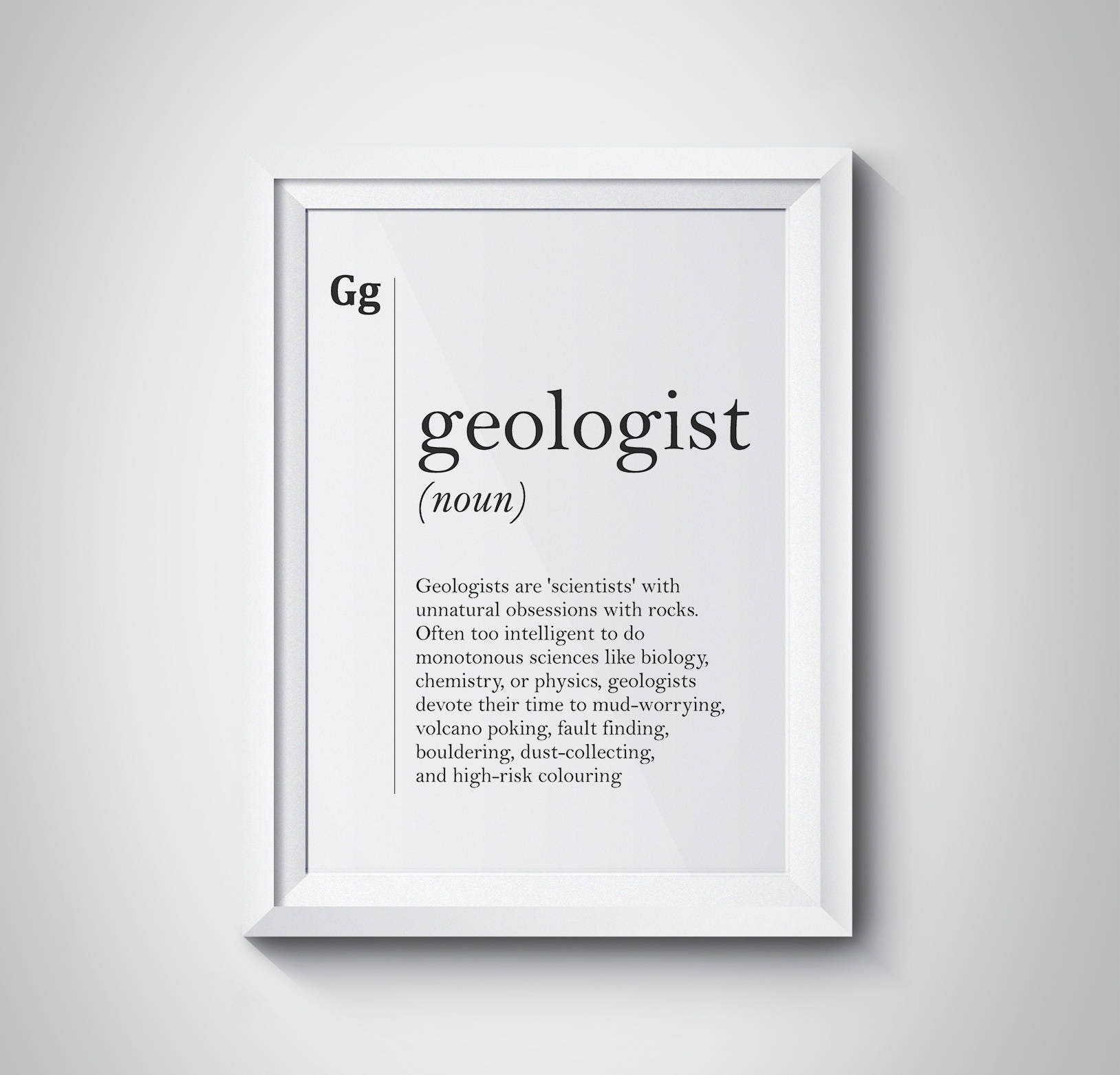 Geologist Definition Print Gift for Geologist Geology Student Coworker ...