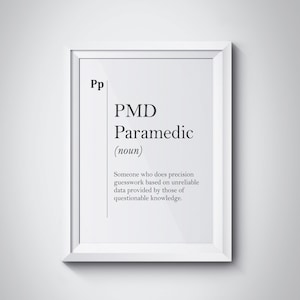 Paramedic Definition Print, PMD Gift, Paramedic Office Decor, Medical ...