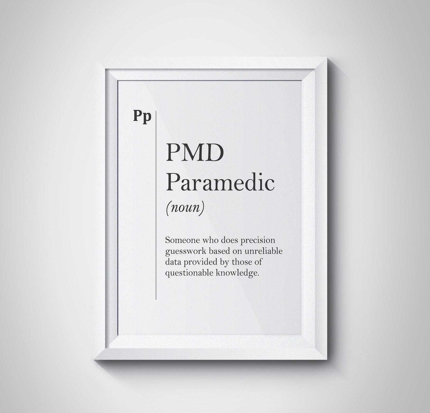 Paramedic Definition Print, PMD Gift, Paramedic Office Decor, Medical ...