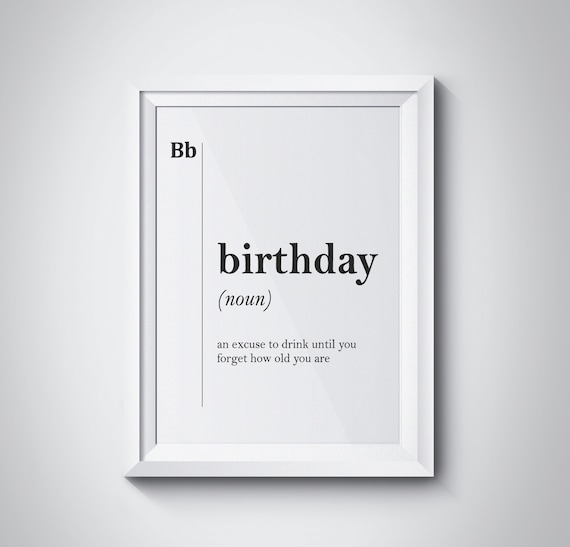 Birthday Definition Print Birthday Gift Ideas Gift for Friend | Etsy