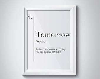 TRANSPARENT Tomorrow Funny Definition Print Dorm Decor Minimalist ...